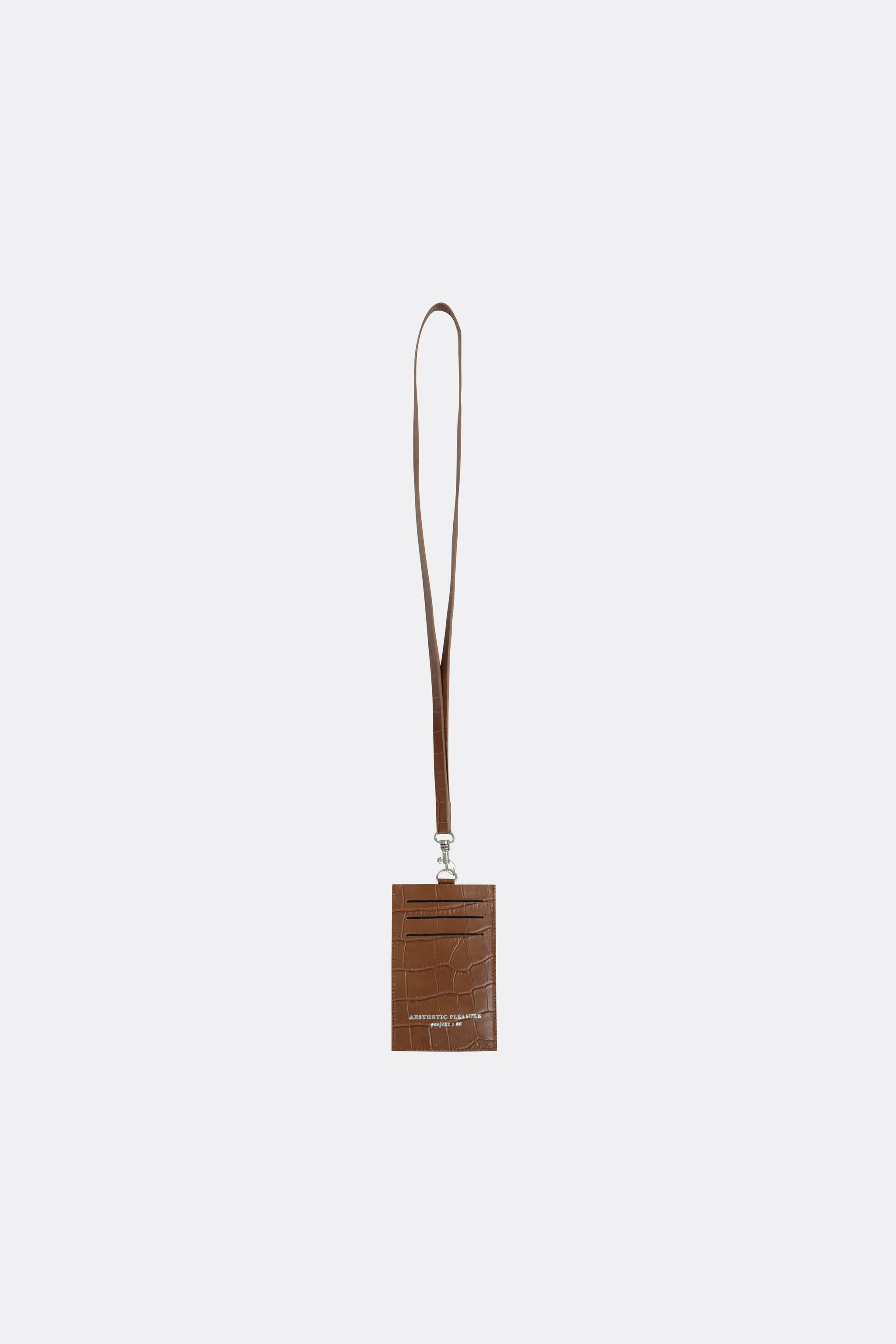 Dente Lanyard Card Holder Croc Brown