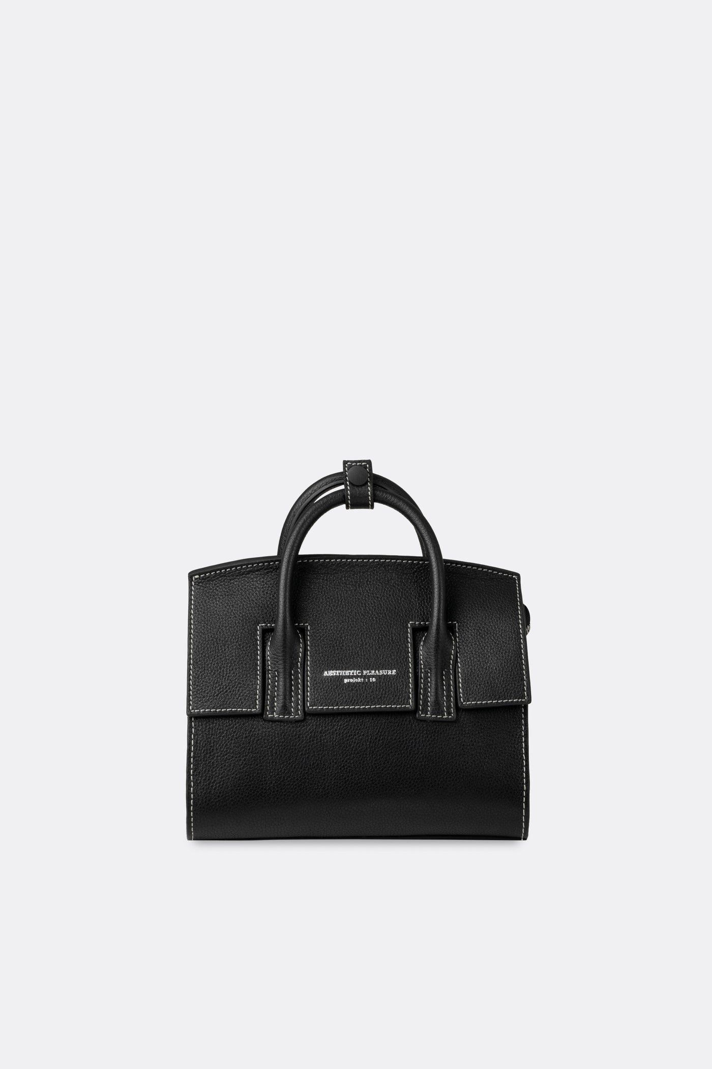 Mini Isolation Bag White Stitches Grain Black