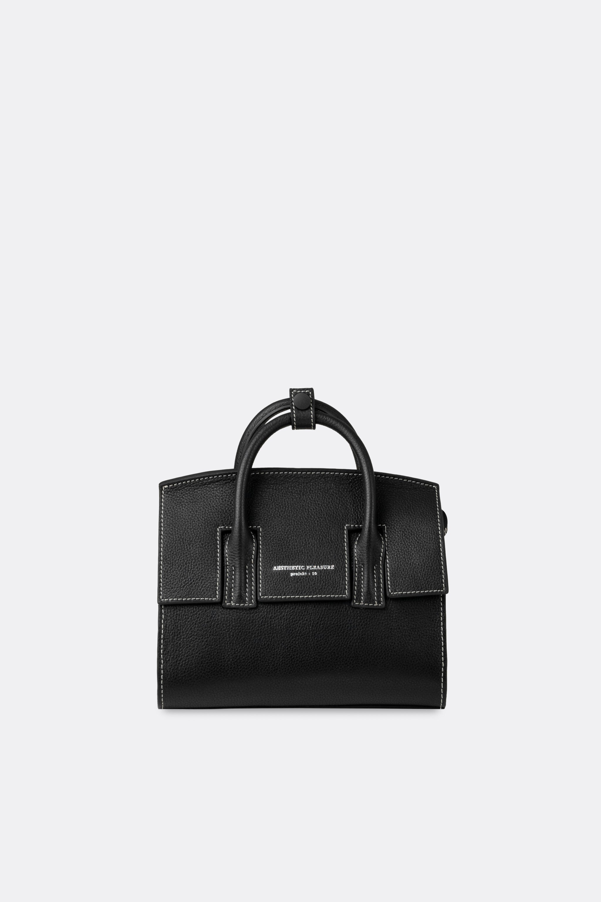 Mini Isolation Bag White Stitches Grain Black