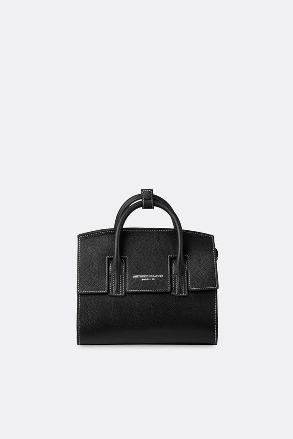 Mini Isolation Bag White Stitches Grain Black
