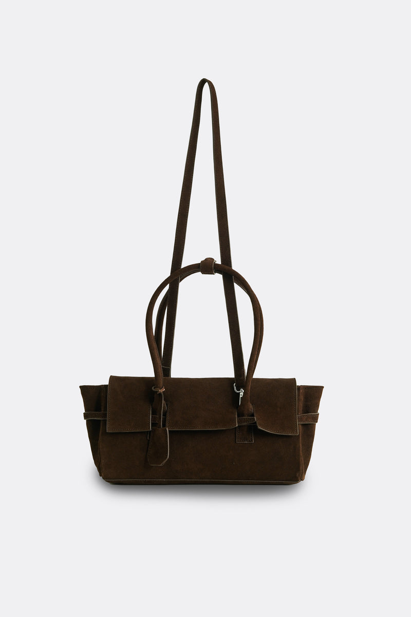 Obi Baguette Bag Suede Brown